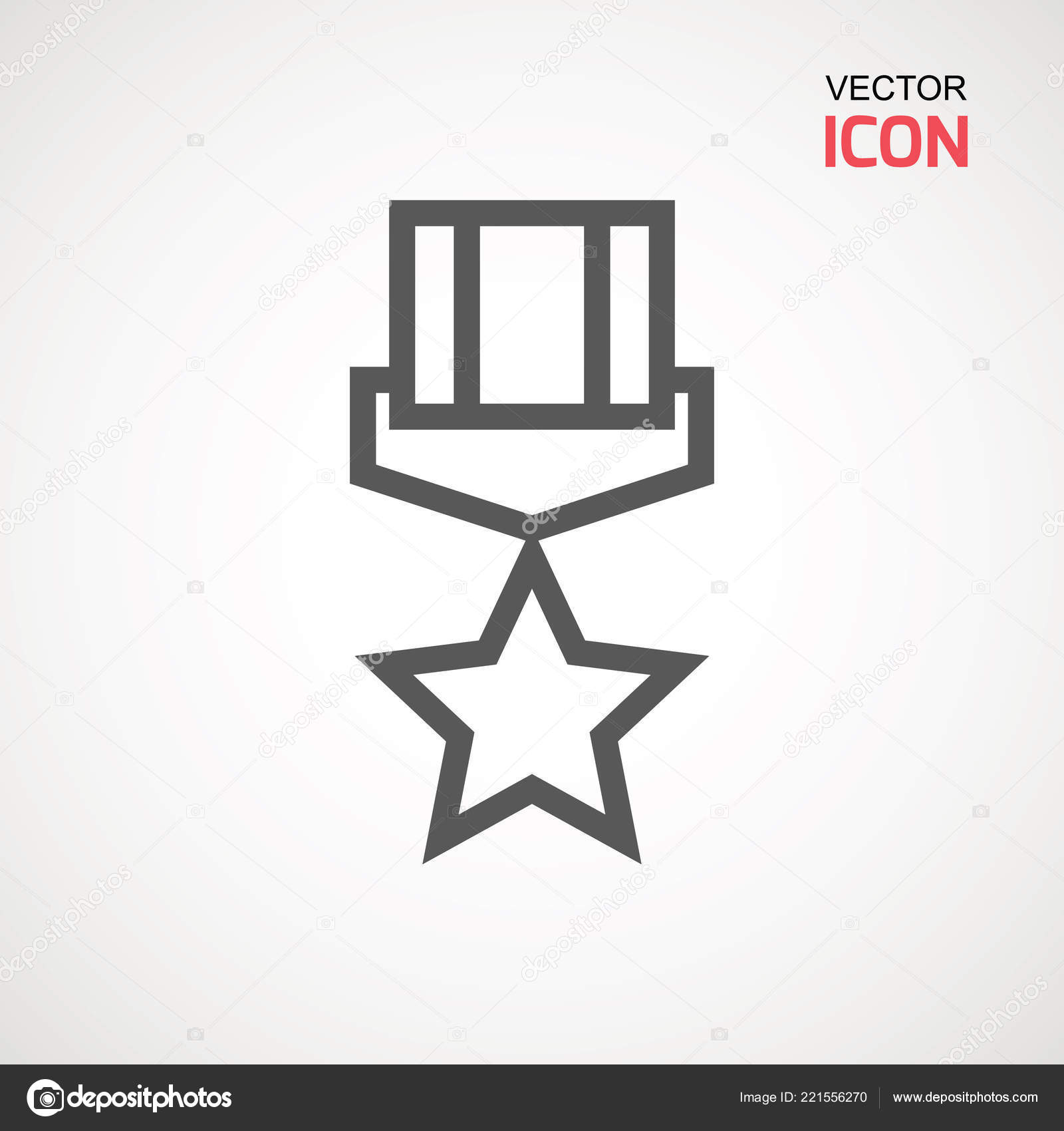 Military reward medal icon, vector sign, pictogram isolated on white ...