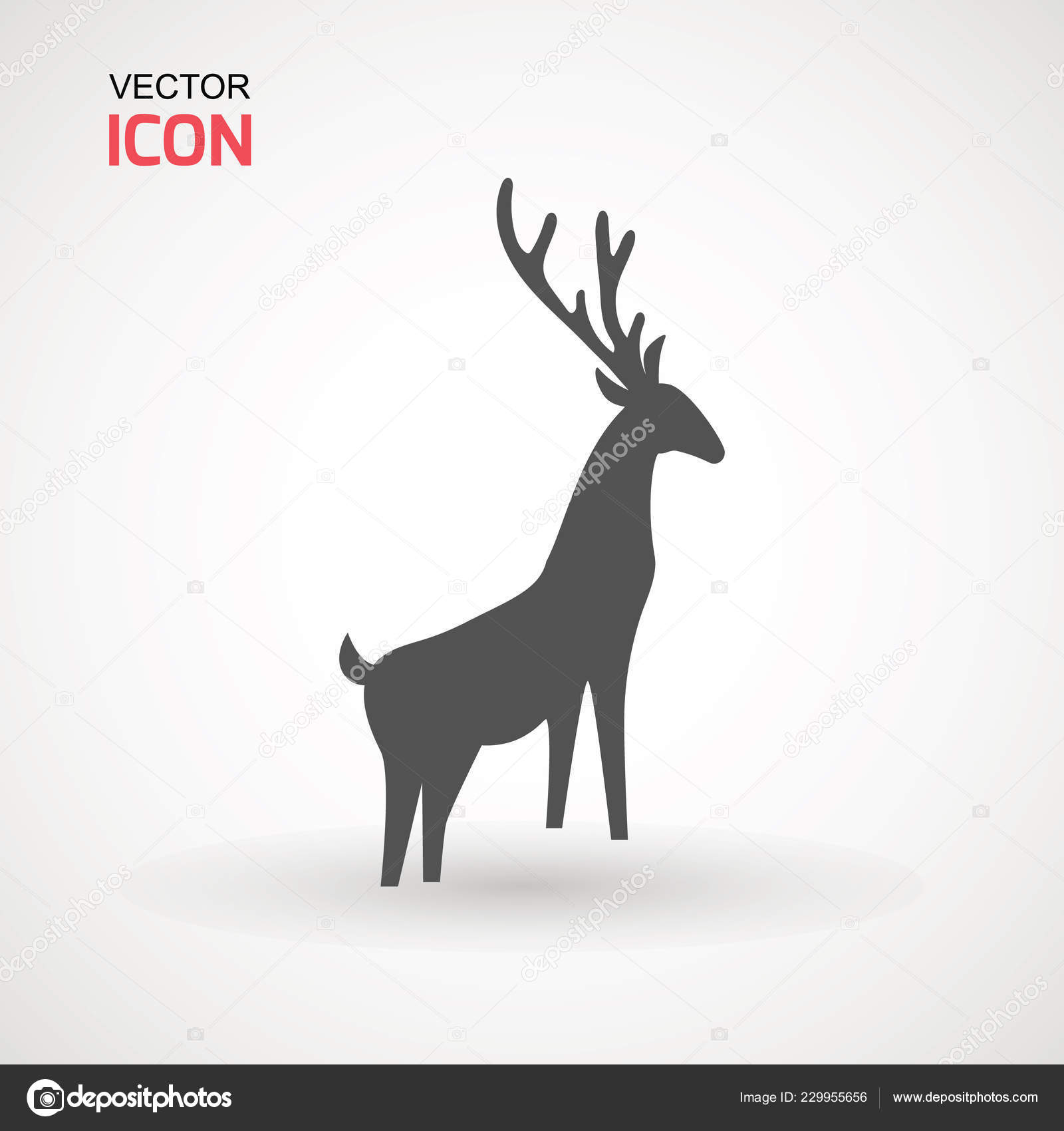 Deer Running Silhouette Reinder Icon Design Xmas Cards Banners Flyers ...