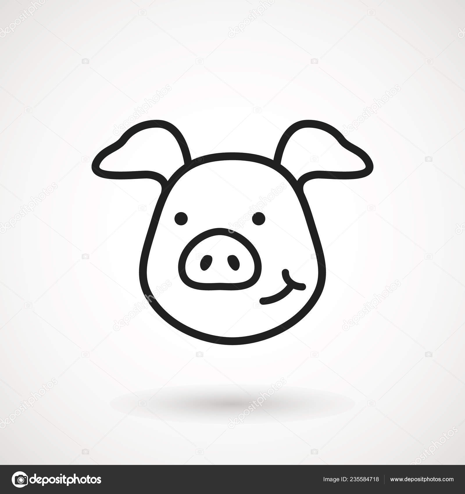 Pig Head Line Drawing