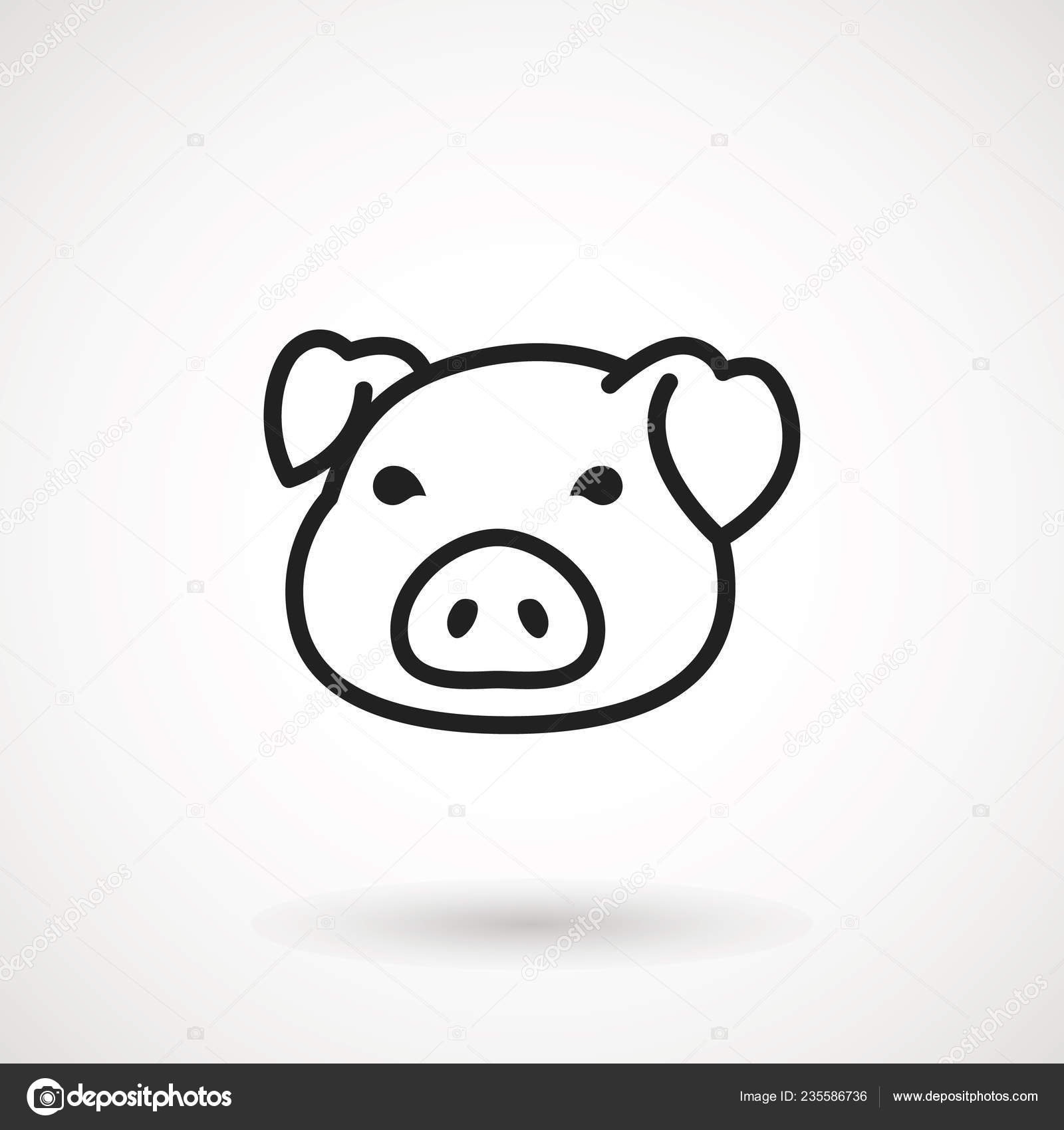 Pig Line Icon Logo Piglet Face Outline Style Icon Cartoon Stock Vector ...