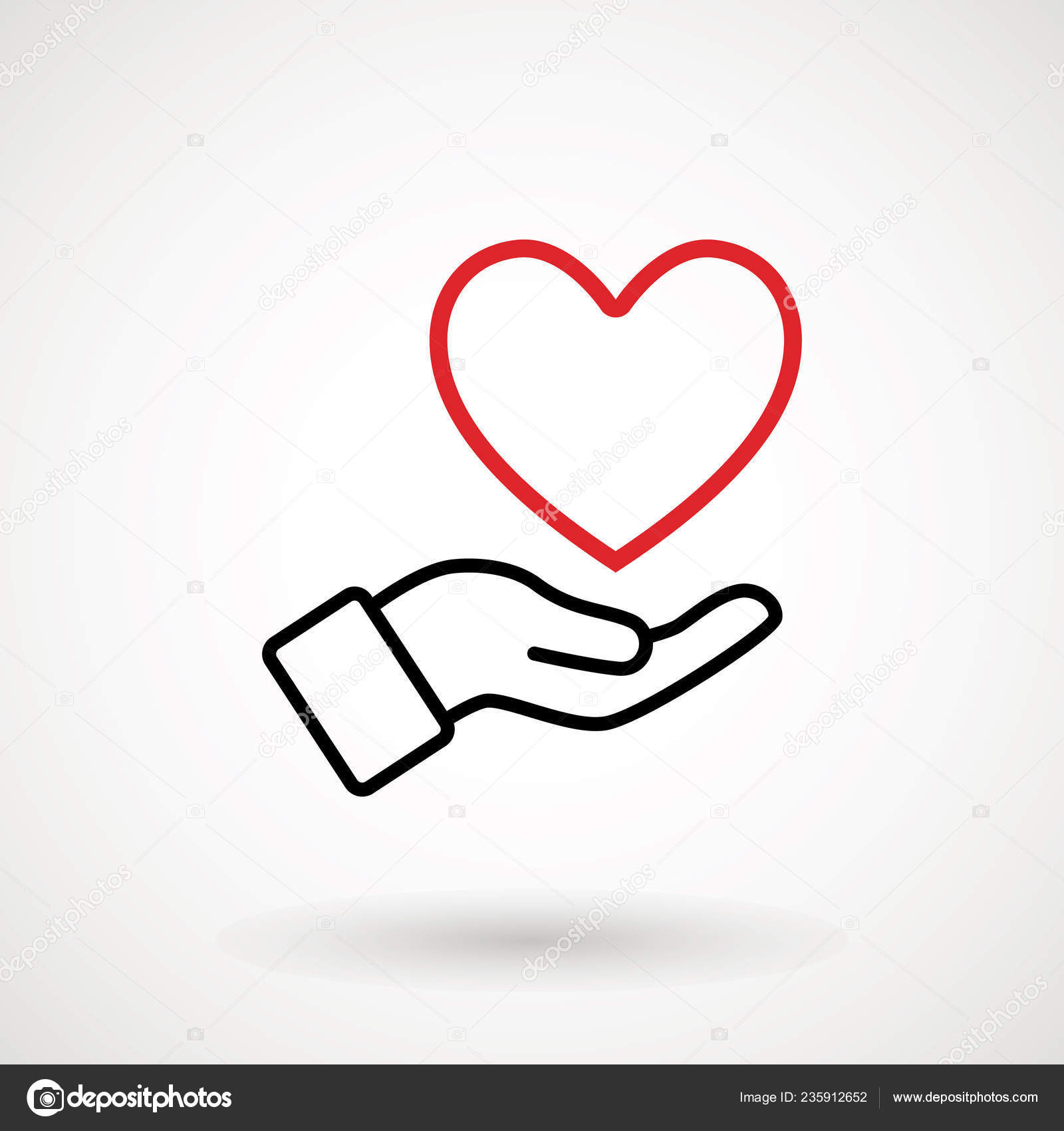 Hand Giving Love Symbol Hand Holding Heart Shape Vector Icon Stock
