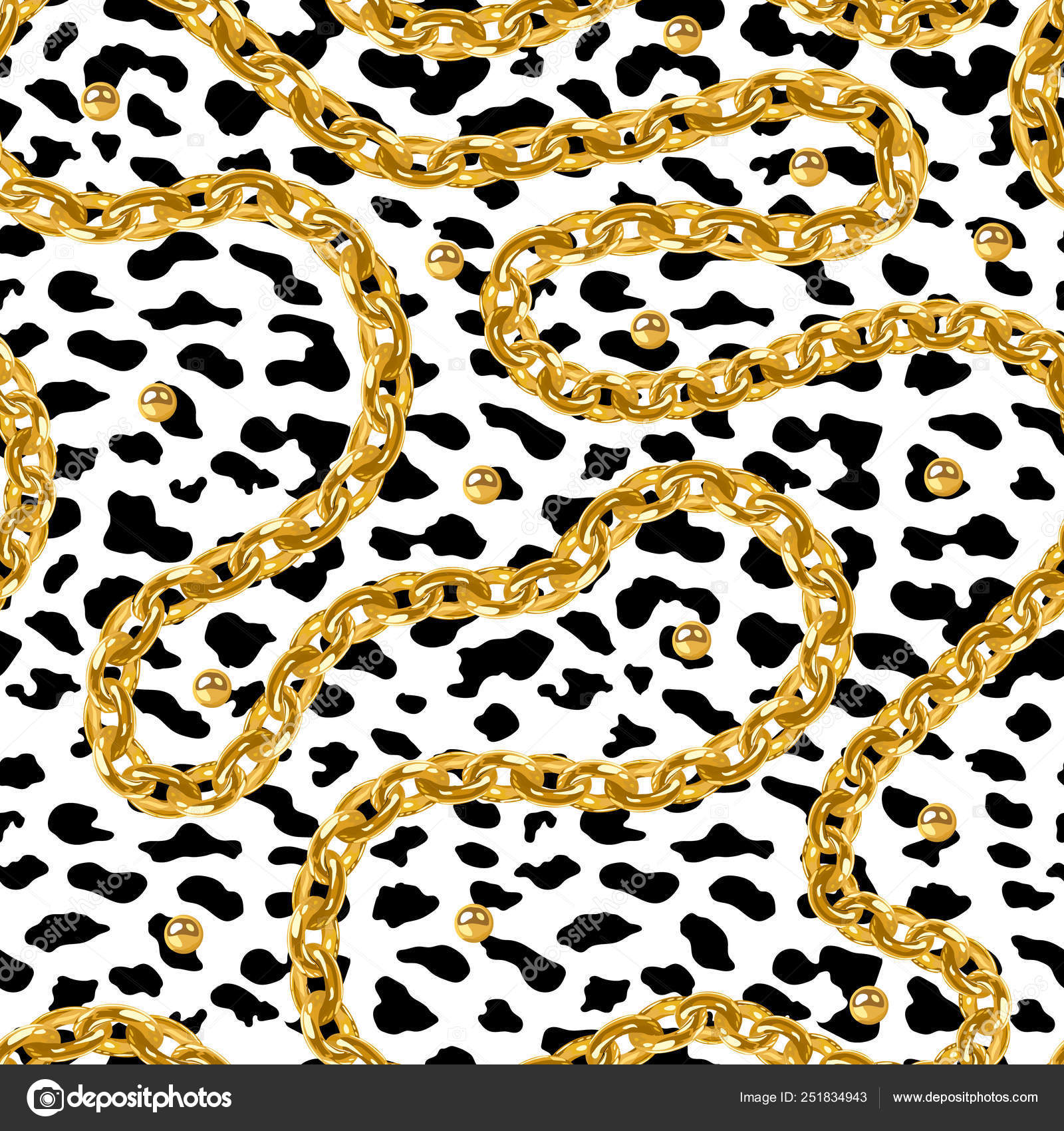 Vector Realistic isolated golden beads necklace and Leopard seamless ...