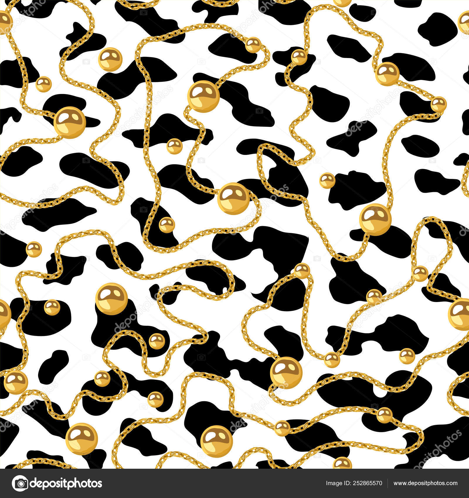 Vector Realistic isolated golden chain necklace and Leopard seamless ...