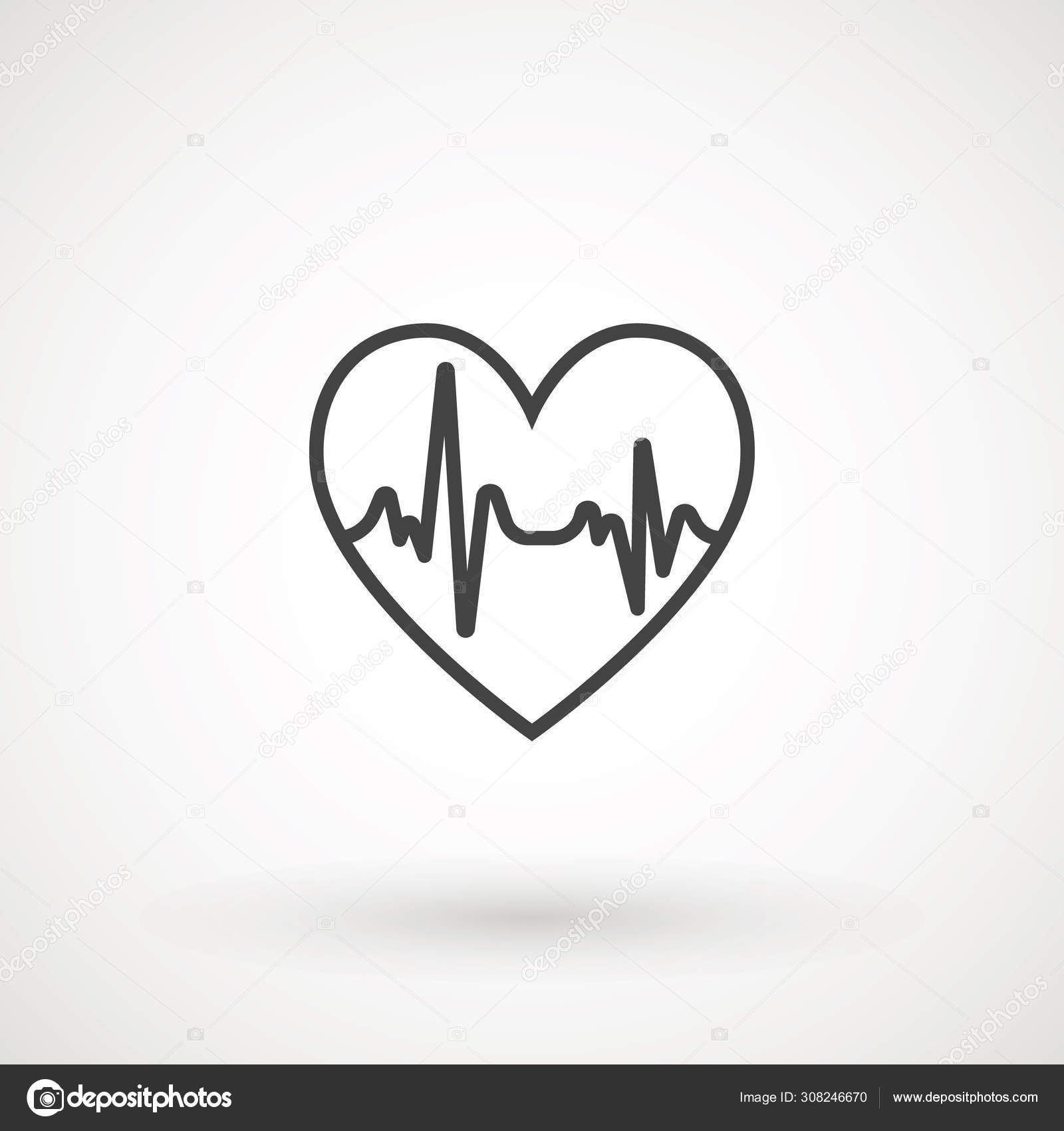 Heartbeat heart beat pulse flat vector icon for medical apps and ...