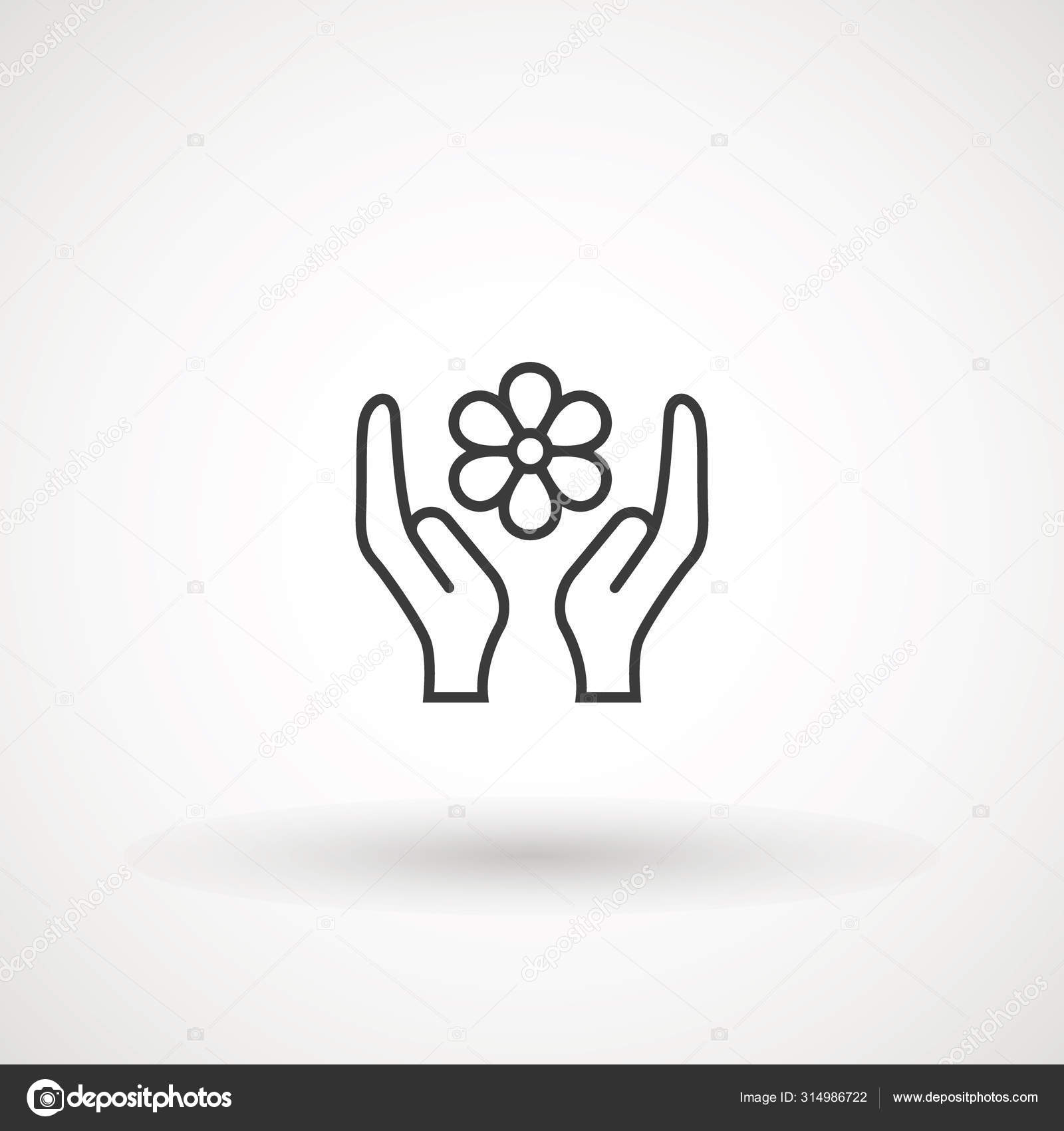 Flower in hand vector icon. filled flat sign for mobile concept and web ...