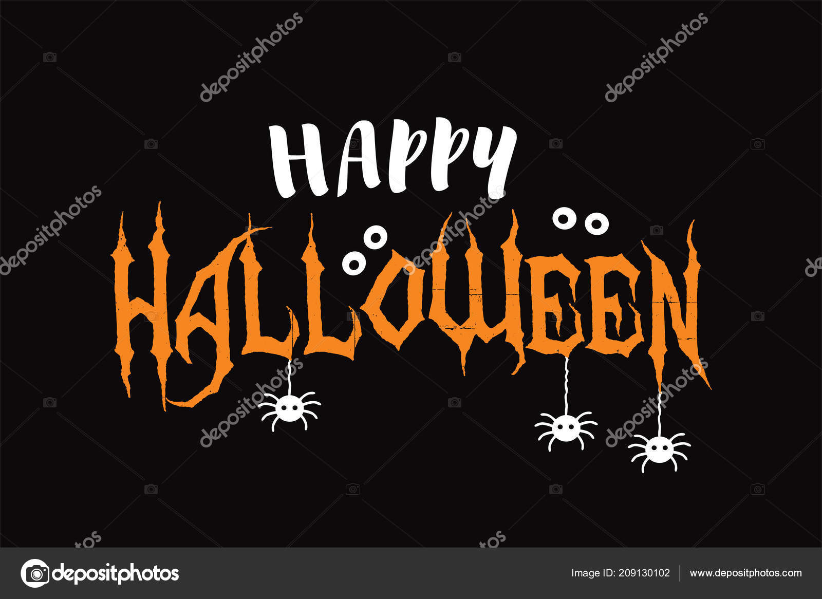 Happy Halloween Vector Text Banner Spider Spooky Eye Stock Vector Image ...