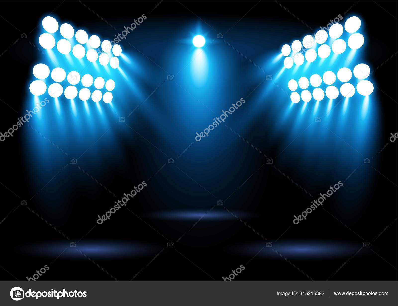 Bright blue stadium arena lighting spotlight Graphic element vector ...