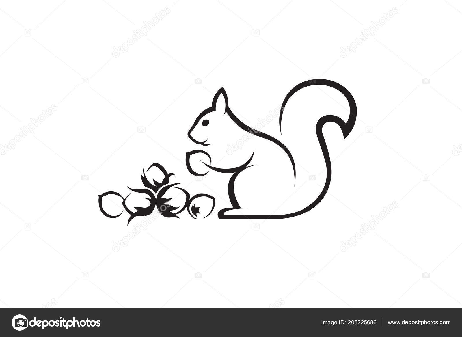 Black Icon Squirrel Nuts White Background Stock Vector Image by ...