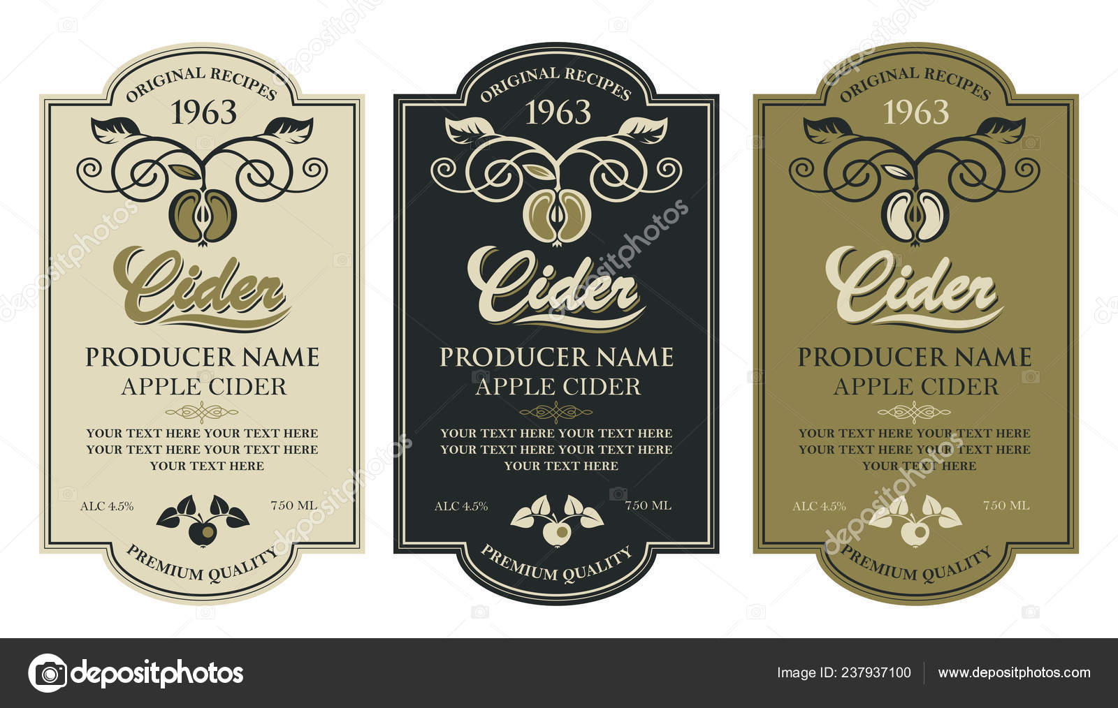 Collection Labels Various Cider Types Stock Vector Image by ©alexkava ...