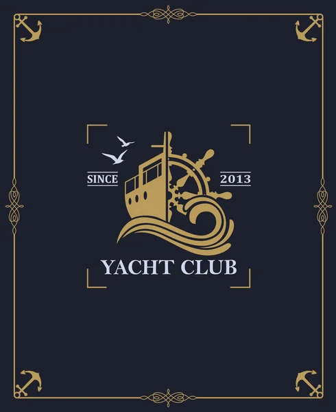 Yacht Club Label Isolated Dark Background Decorative Frame Stock Vector ...