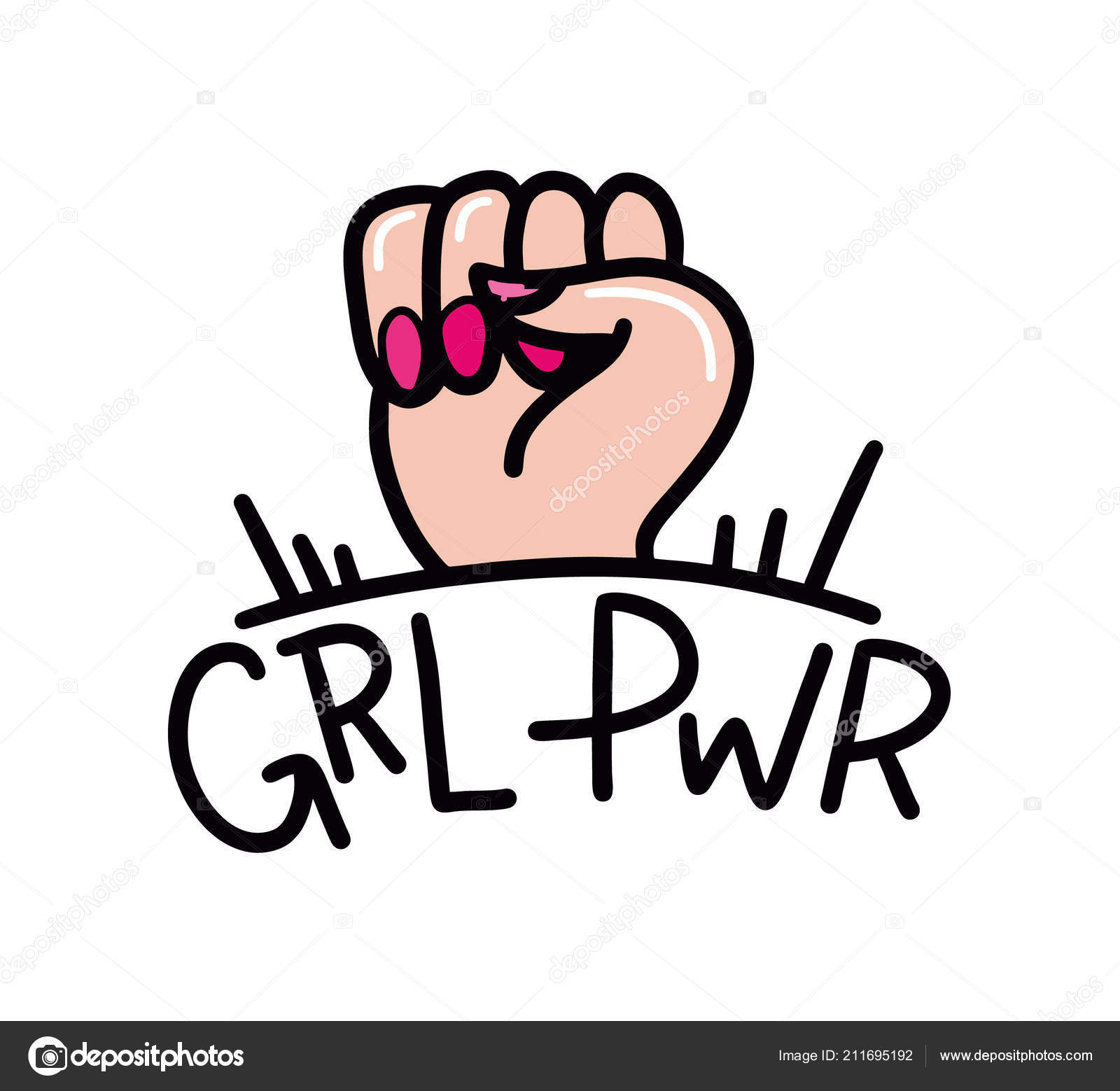 Girl Power Vector Illustration Hand Human Illustration Feminism ...