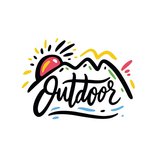 Outdoor Camping hand drawn vector illustration with lettering quote ...