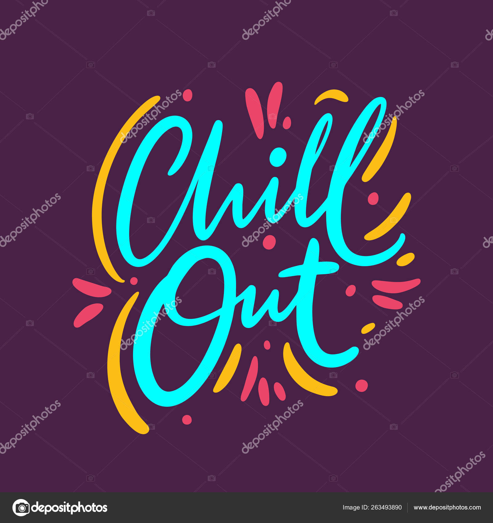 Chill Out hand drawn vector lettering phrase. Modern typography ...