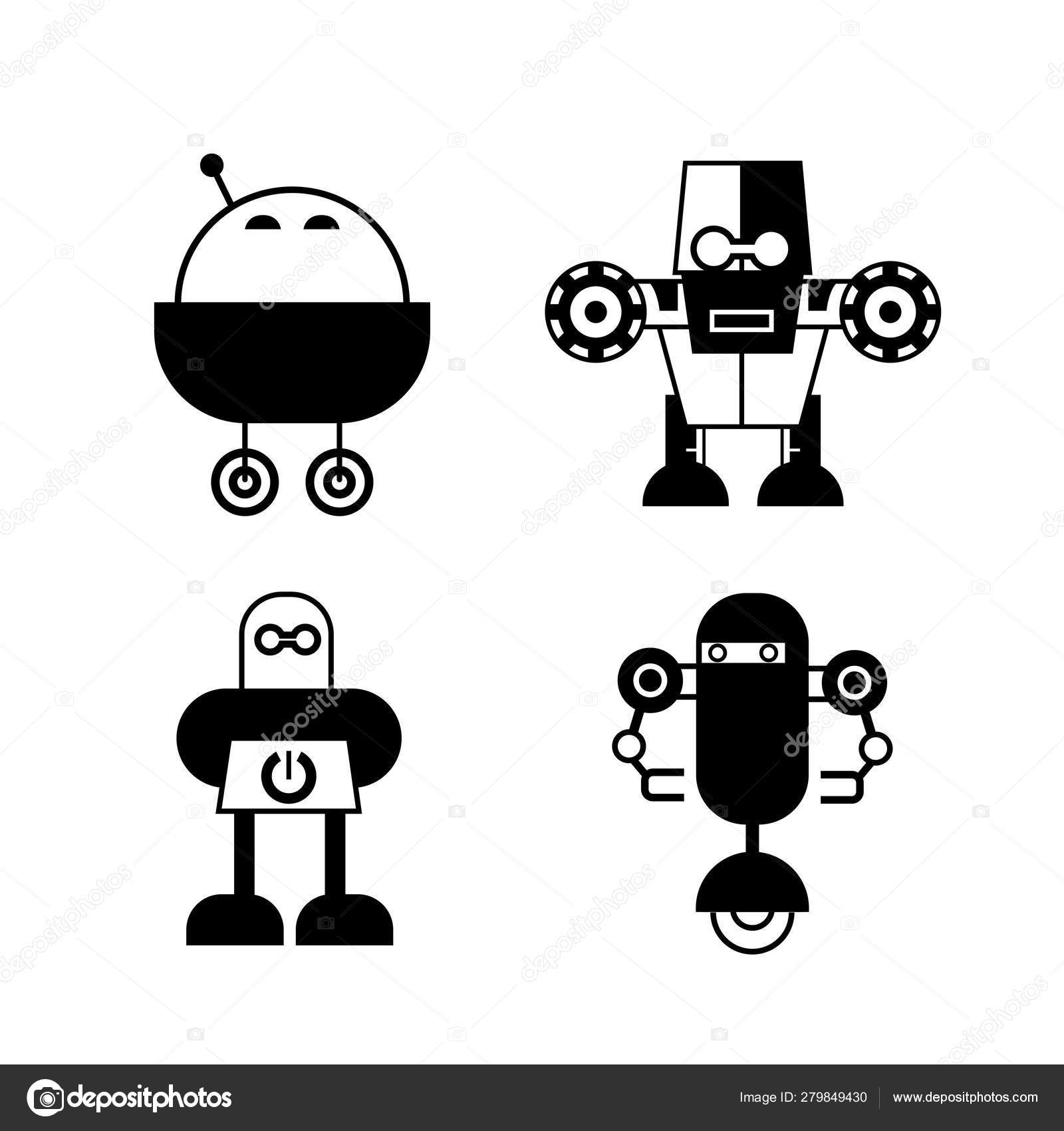 Vector Illustration Modern Robots Icons Stock Vector by ©loopang 279849430