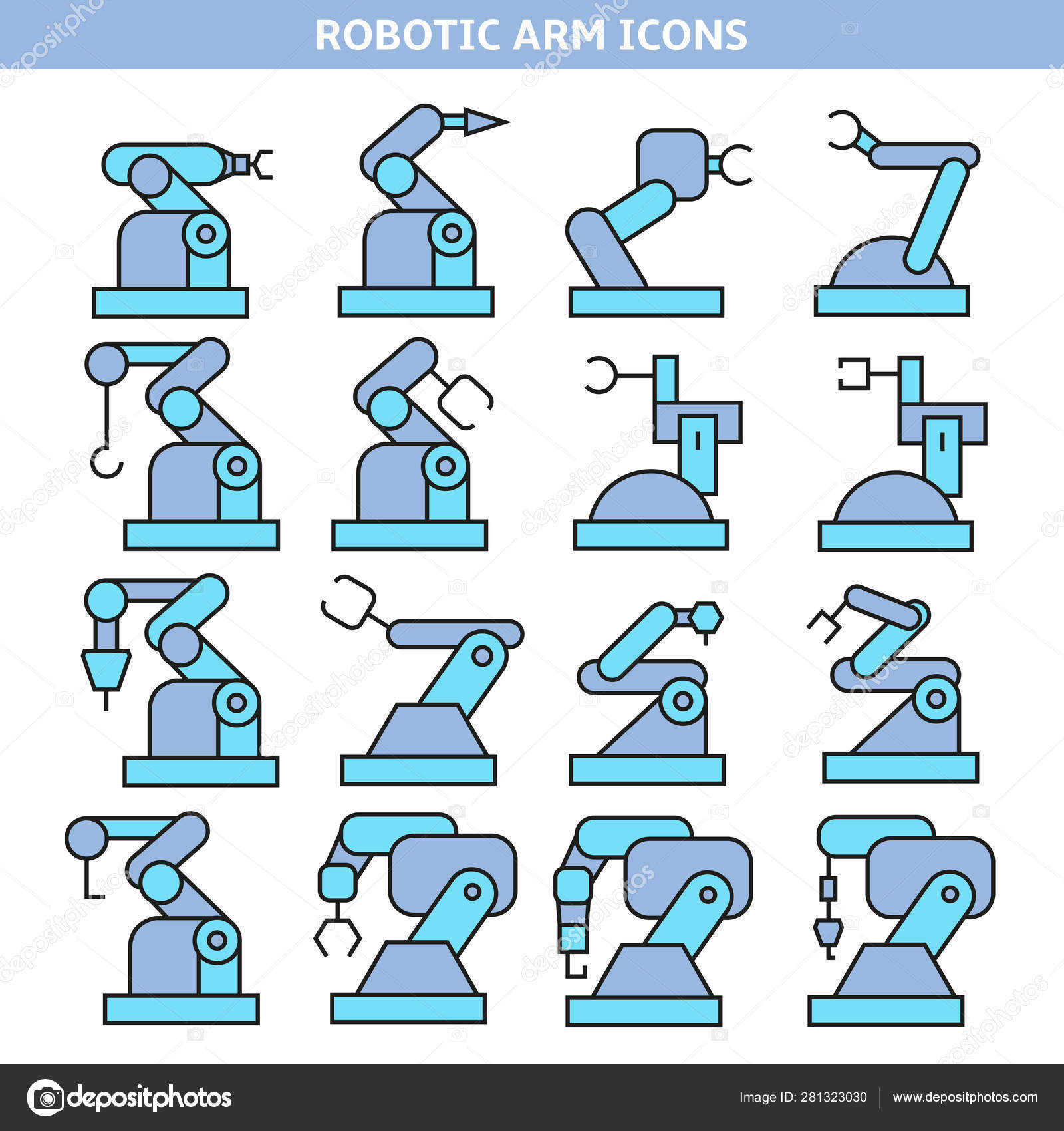 Robotic Arm Icons Vector Illustration Stock Vector by ©loopang 281323030