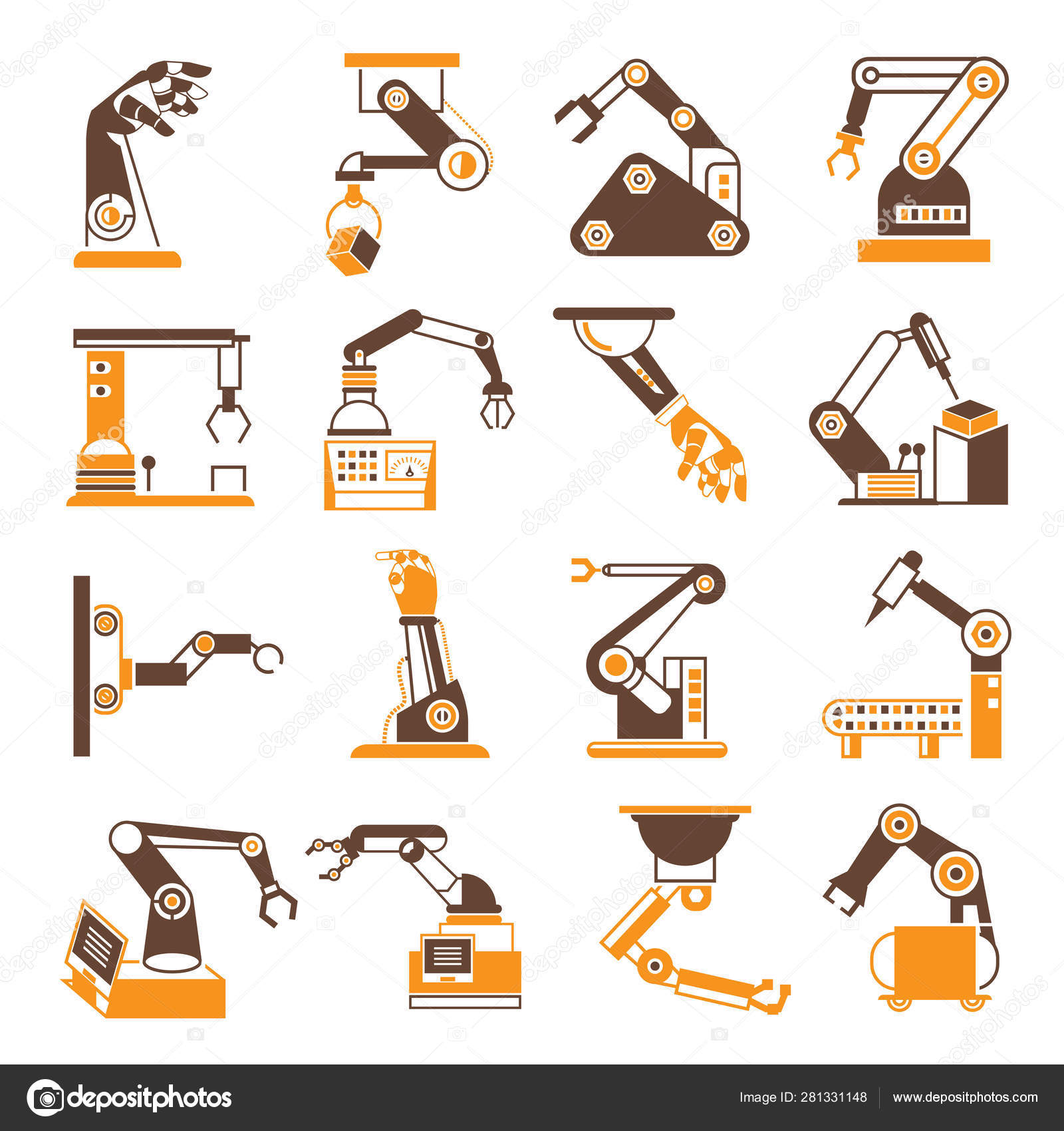 Robotic Arm Icons Vector Illustration Stock Vector by ©loopang 281331148
