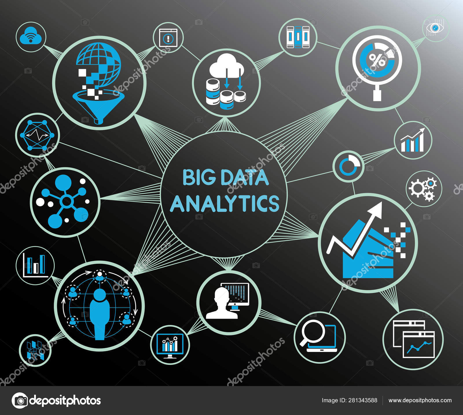 Vector Illustration Big Data Analytics Concept Stock Vector Image by ...