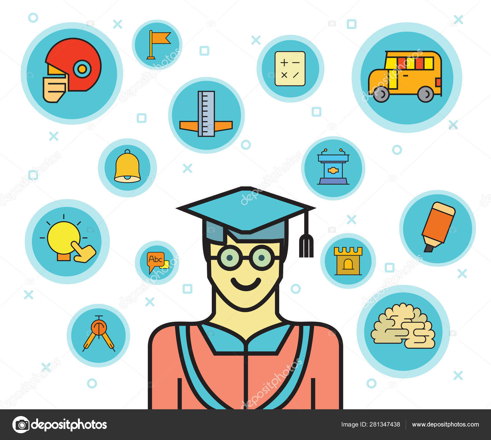 Graduation symbol in blue button Stock Vector by ©loopang 281347438