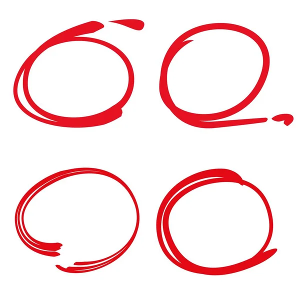Red Hand Drawn Marker Elements Blank Circles Ovals Stock Vector by ...