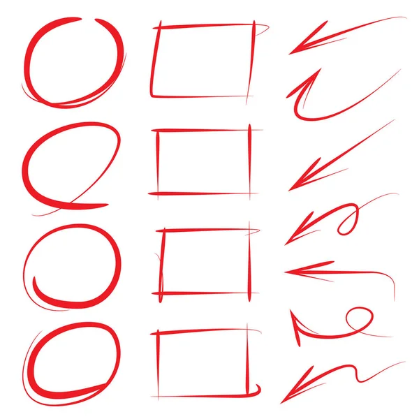 Hand Drawn Marker Elements Tick Mark Circle Rectangle Marker Stock ...