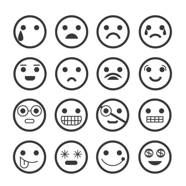 Emoji faces simple icons — Stock Vector © Pixelalex #105519288