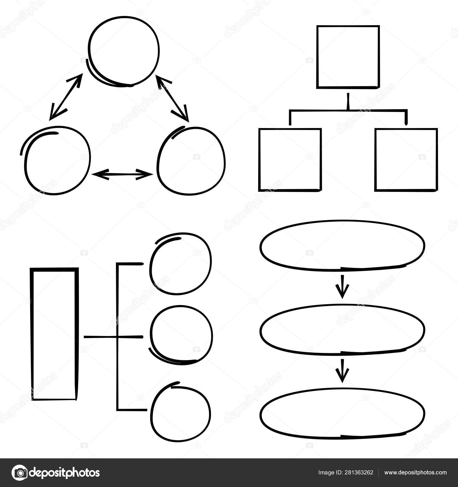 Hand Drawn Arrows Circle Rectangle Flowchart Diagram Stock Vector by ...
