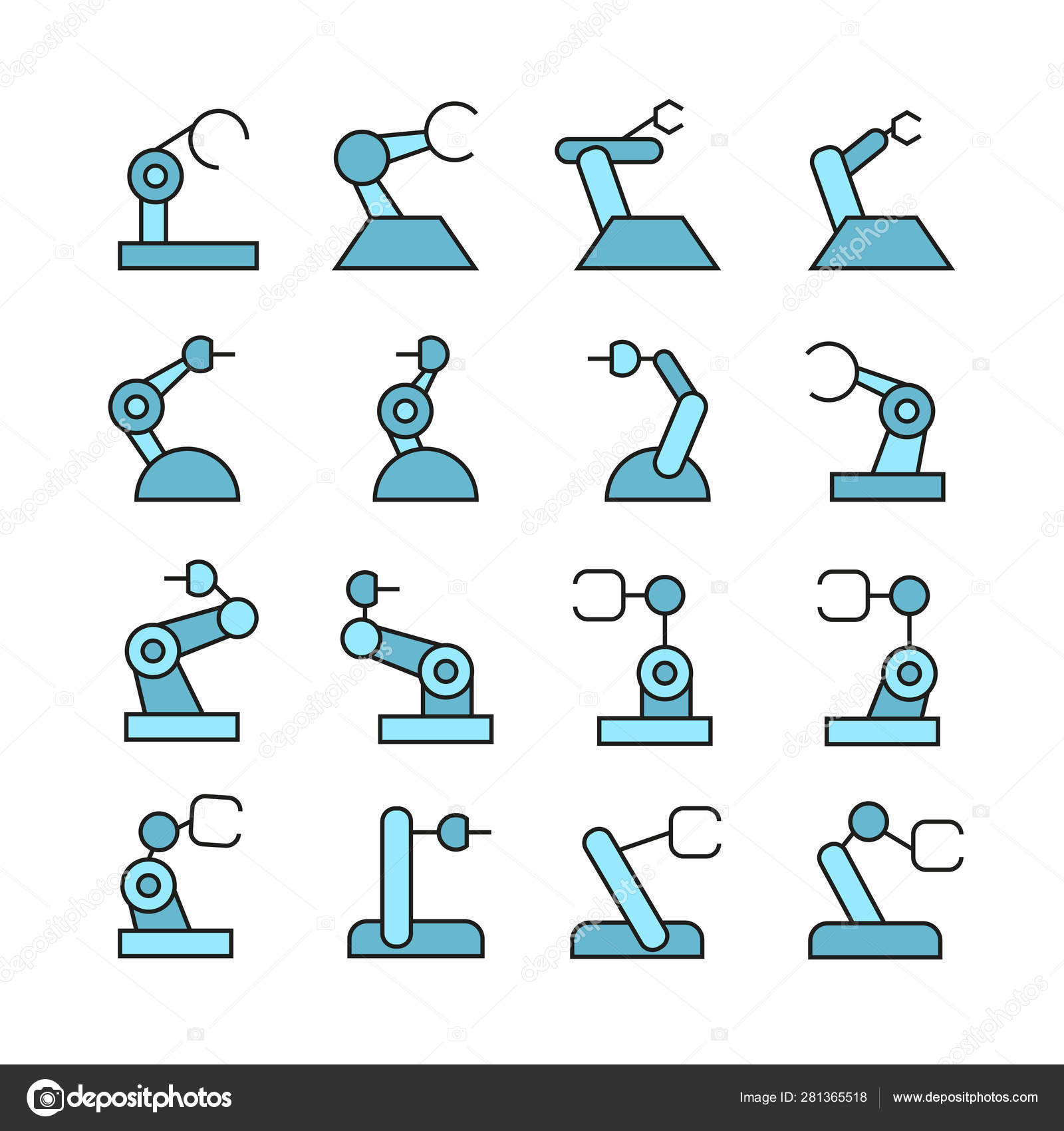 Robotic Arm Icons Vector Illustration Stock Vector by ©loopang 281365518