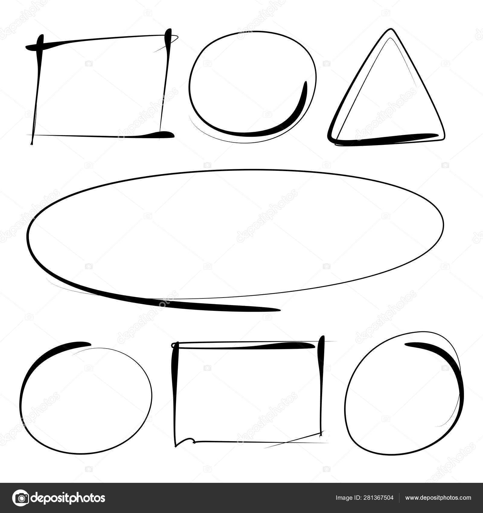 Highlighter Elements Hand Drawn Circle Rectangle Markers Grunge Frames ...