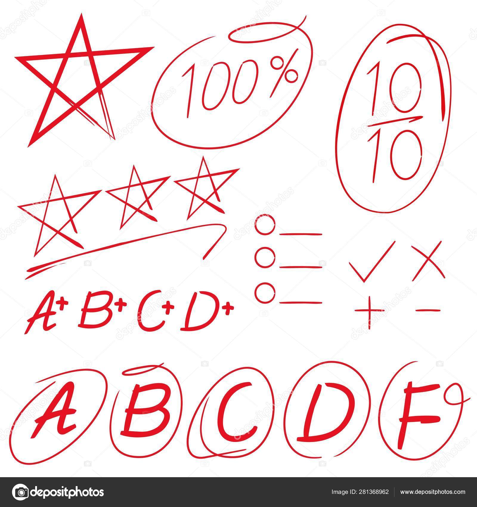 Exam Result Grade Marks Tick Marks Stock Vector by ©loopang 281368962