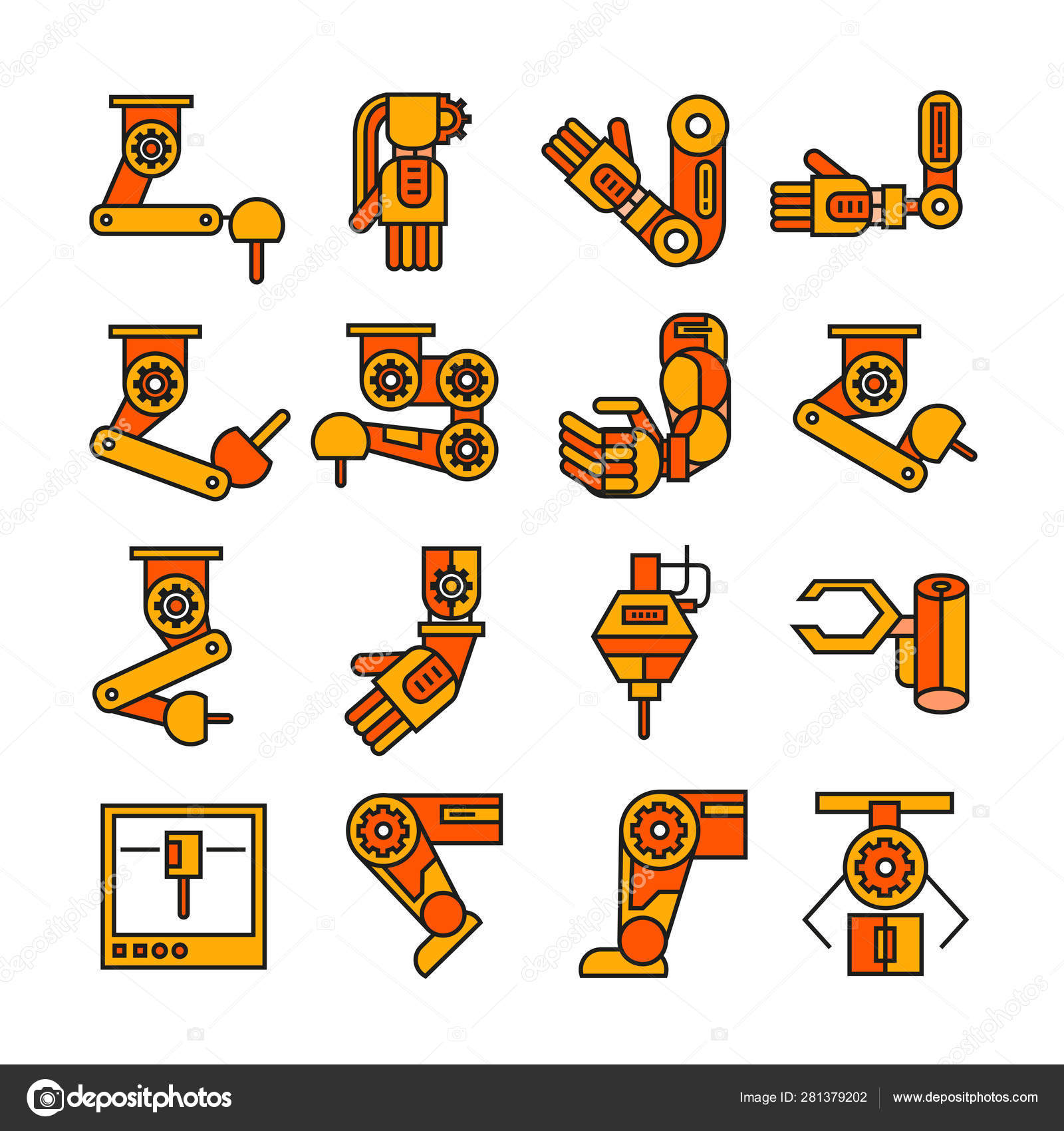 Robotic Arm Icons Vector Illustration Stock Vector by ©loopang 281379202
