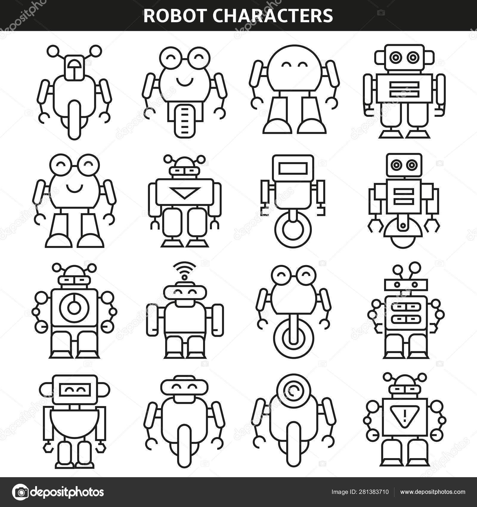 Vector Illustration Modern Robots Icons Stock Vector Image by ©loopang ...