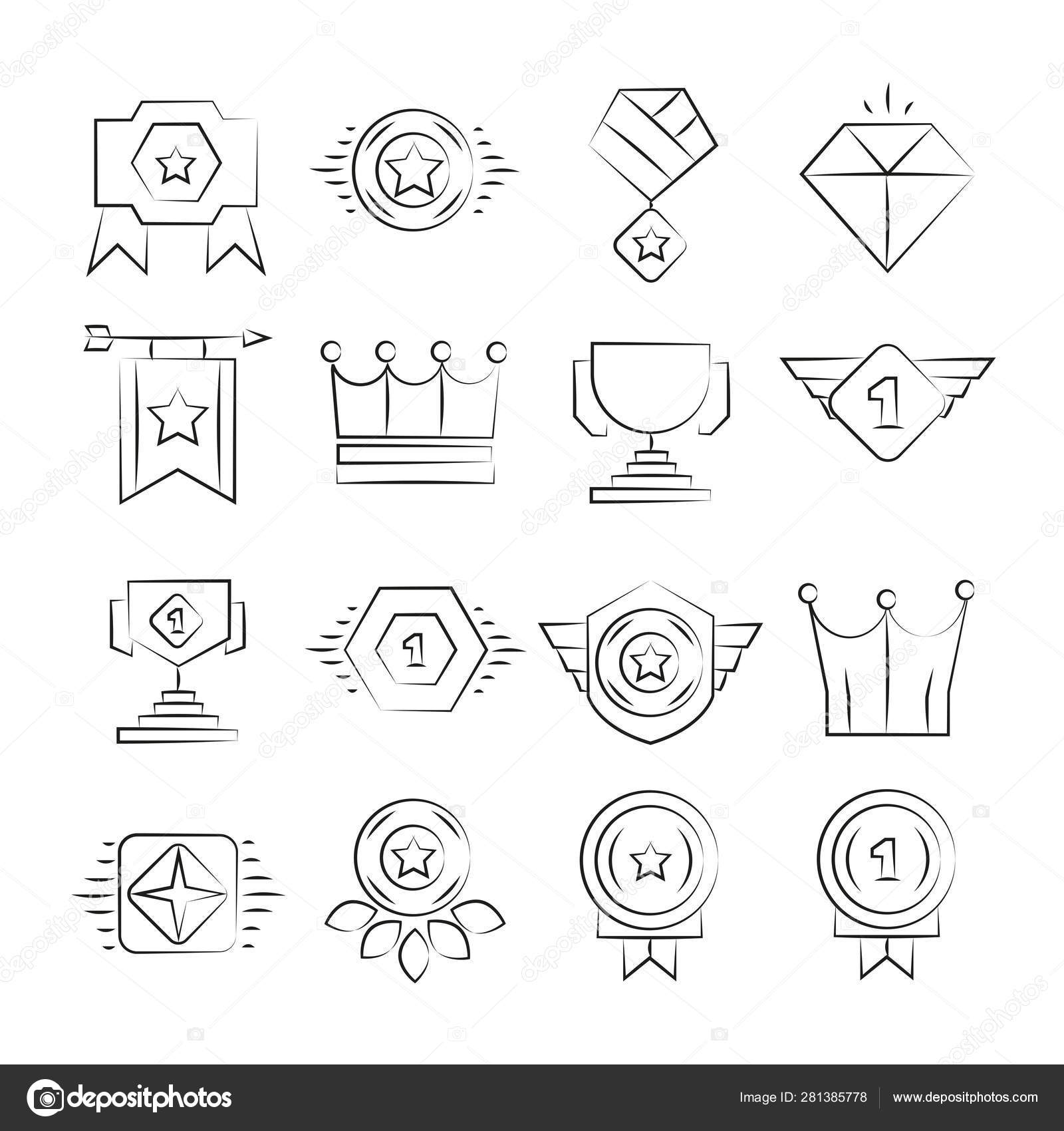 Honor Prize Icons White Background Stock Vector Image by ©loopang ...