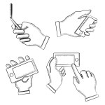 Set of hands with computer devices Stock Vector Image by ©schiva #89621244