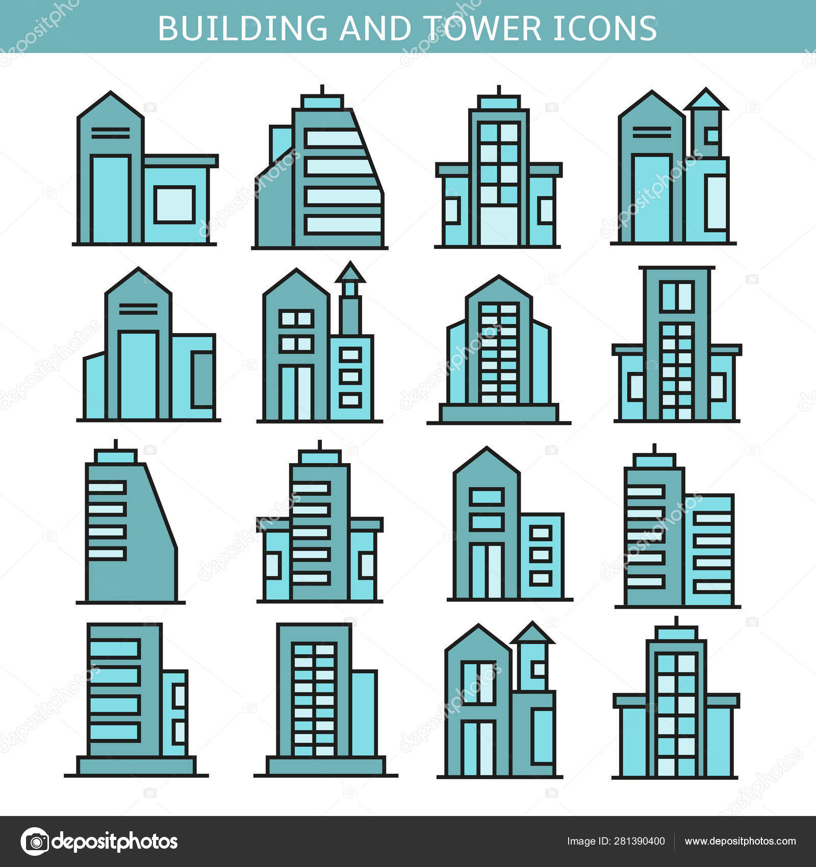 Vector Illustration Modern Buildings Icons Stock Vector by ©loopang ...