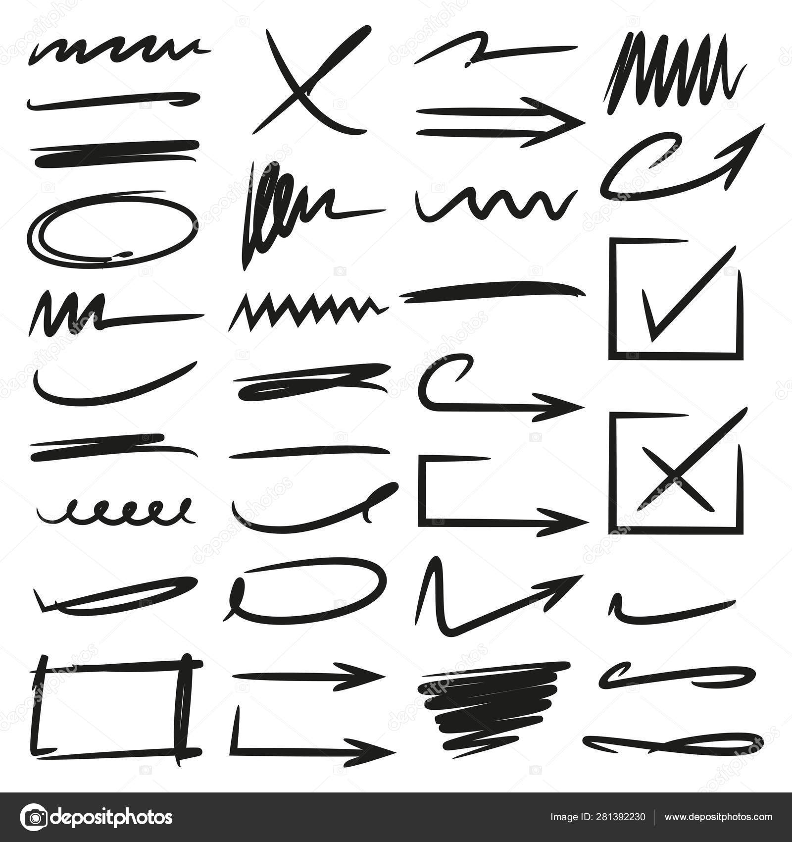 Flechas Marcas Verificación Subrayados Marcadores Círculo Abstracto ...