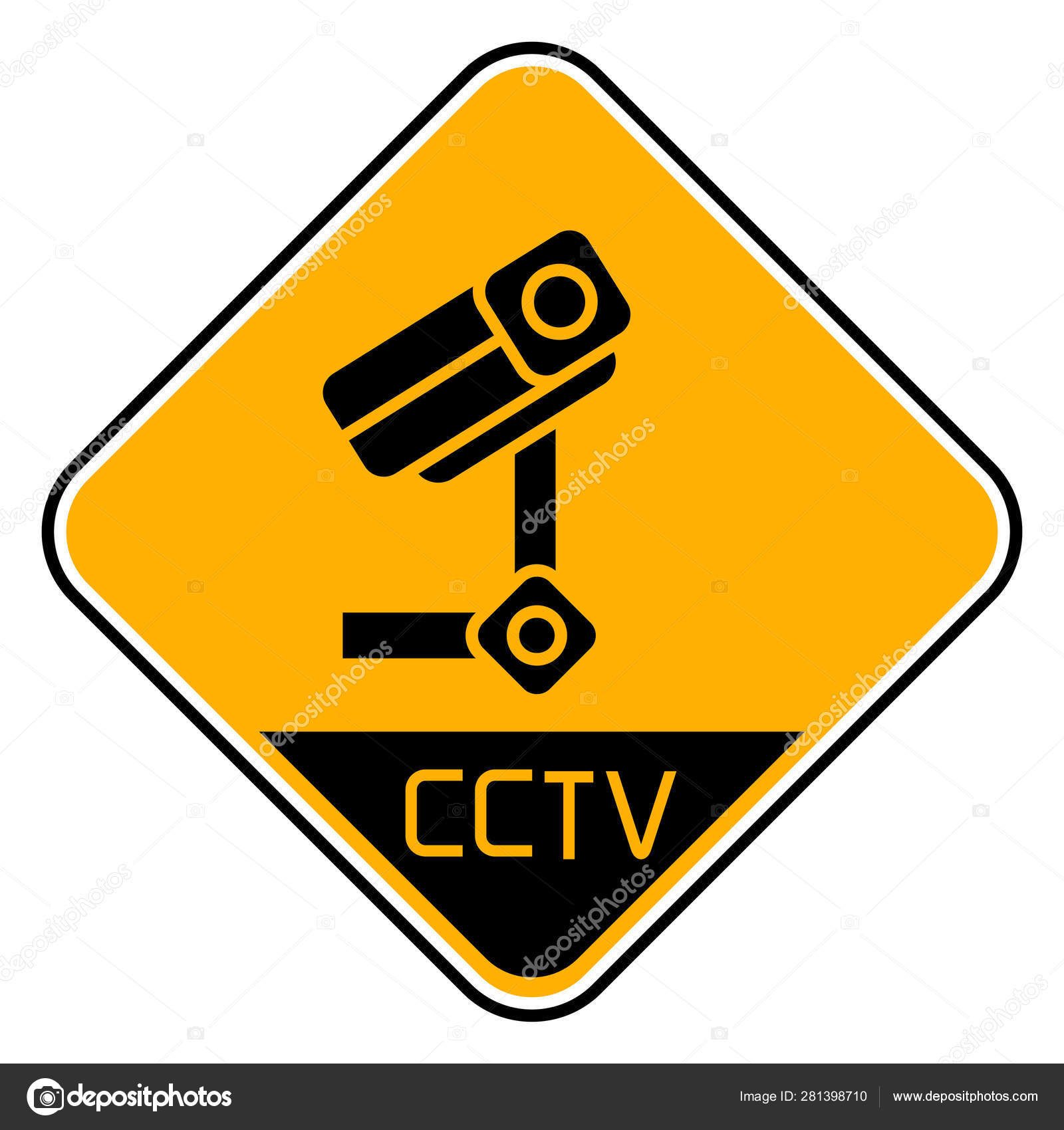 Vector Illustration Cctv Warning Sign — Stock Vector © loopang #281398710