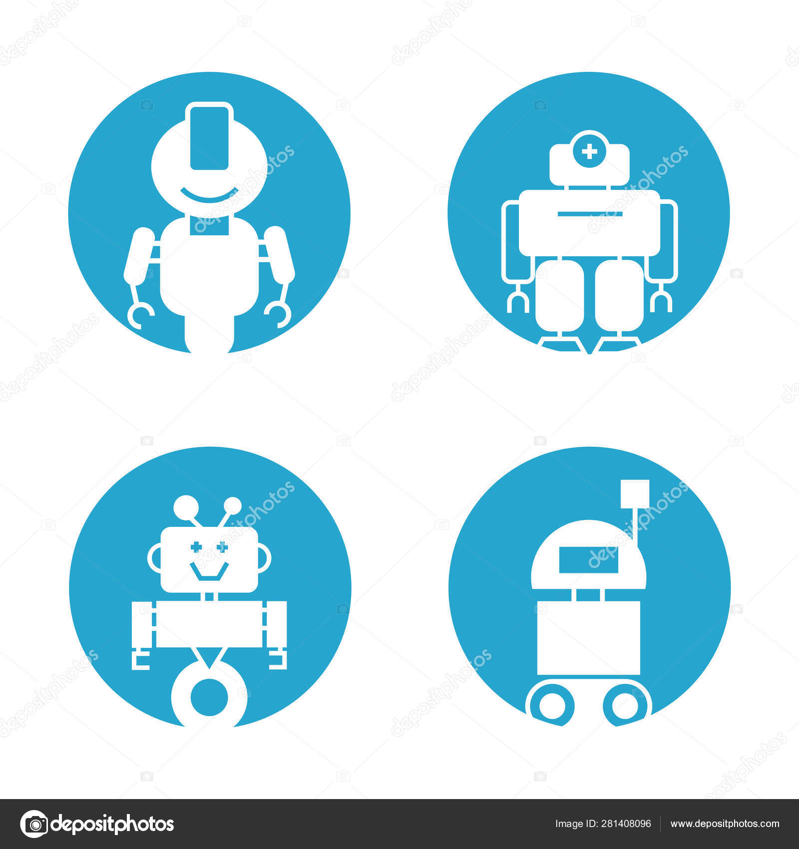 Vector Illustration Modern Robots Icons Stock Vector by ©loopang 281408096