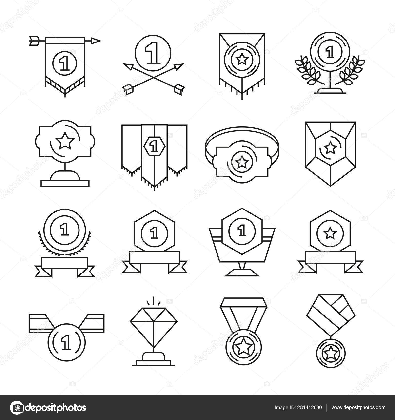 Honor Prize Icons White Background Stock Vector by ©loopang 281412680