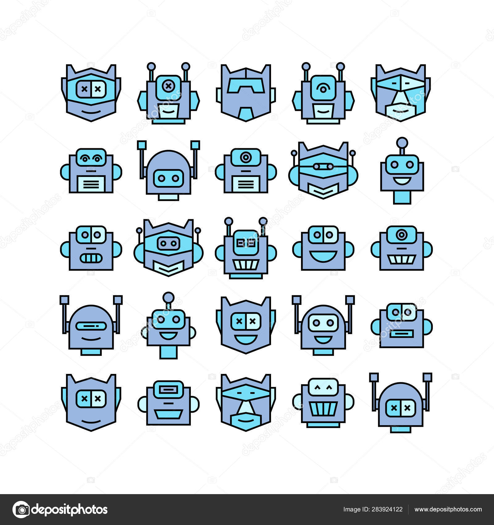 Vector Illustration Robots Icons Stock Vector Image by ©loopang #283924122