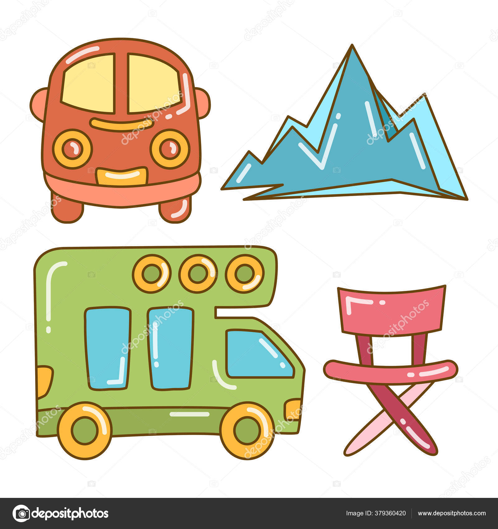 Recreational Vehicle Camper Van Color Design Theme Stock Vector Image ...