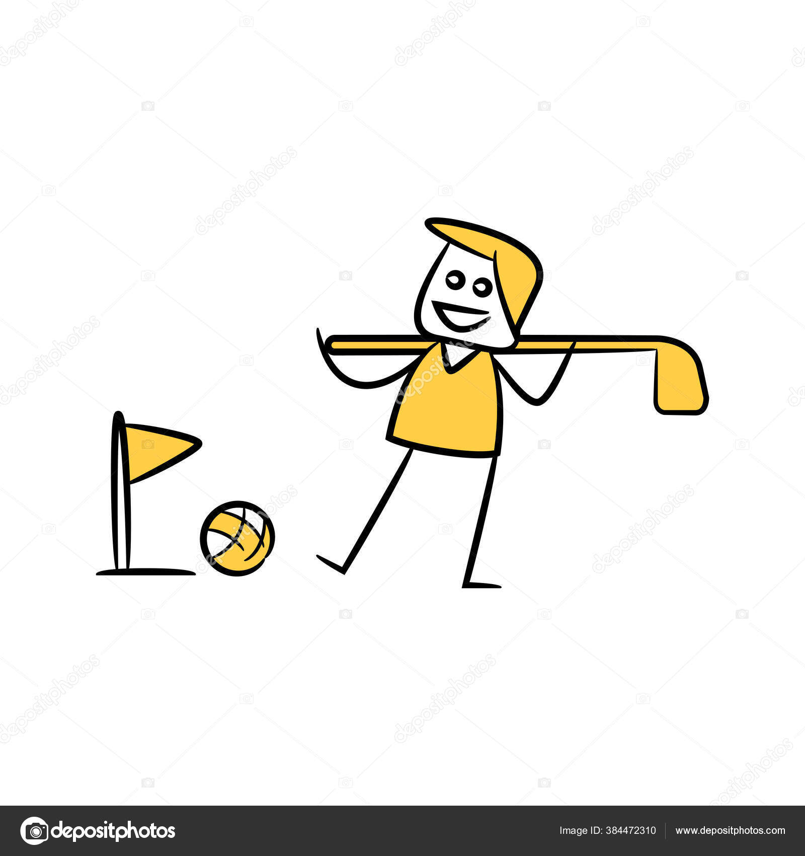 Golf Player Yellow Stick Figure Design Stock Vector Image by ©loopang ...