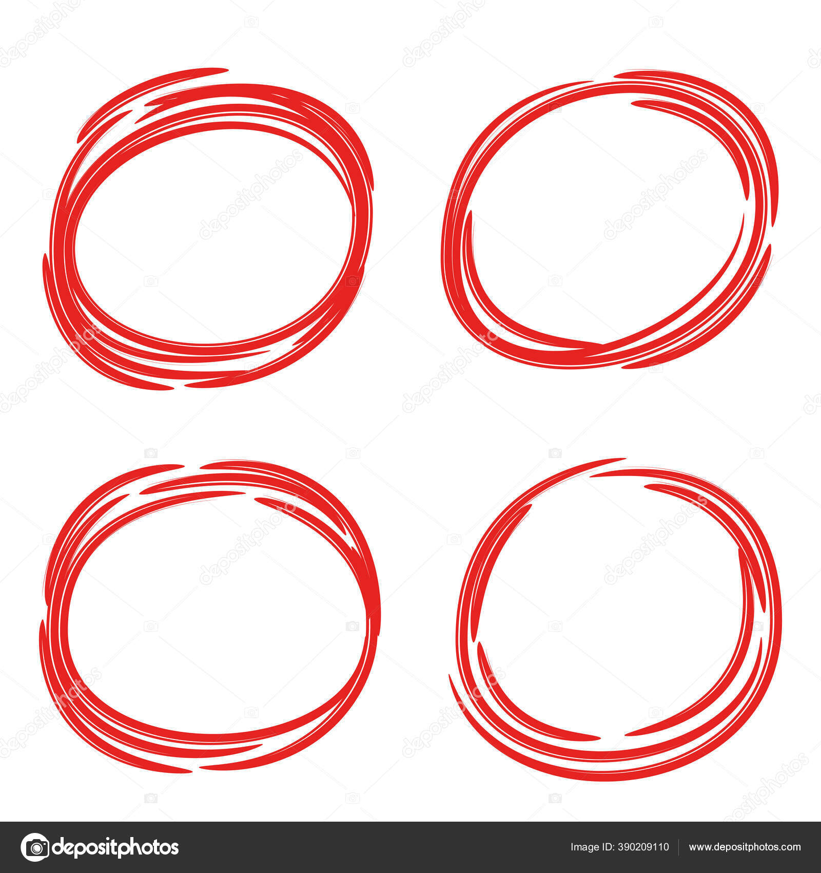 Red Hand Drawn Marker Elements Blank Circles Ovals Stock Vector by ...