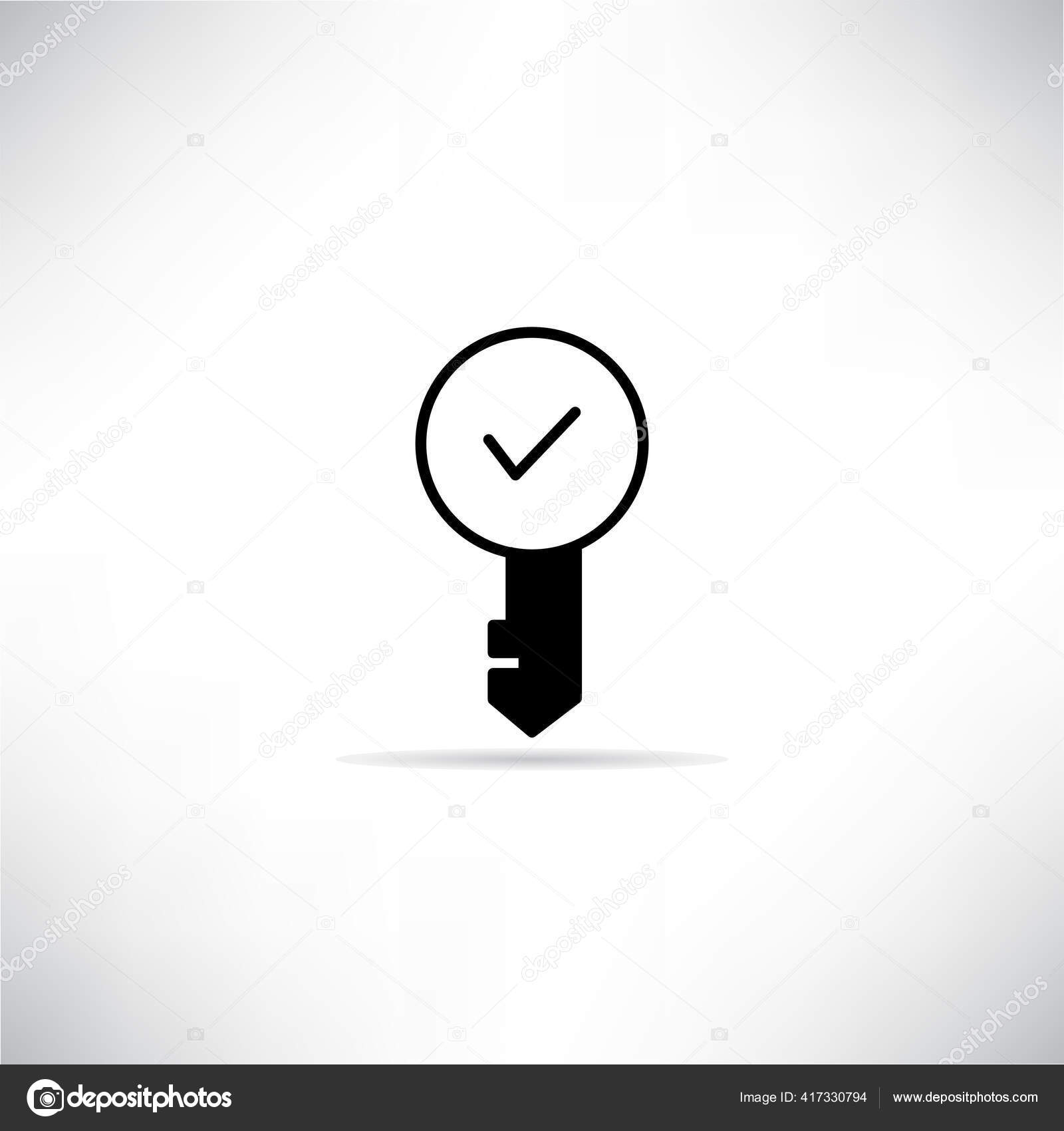 Key Check Mark Icon Drop Shadow Vector Illustration Stock Vector by ...