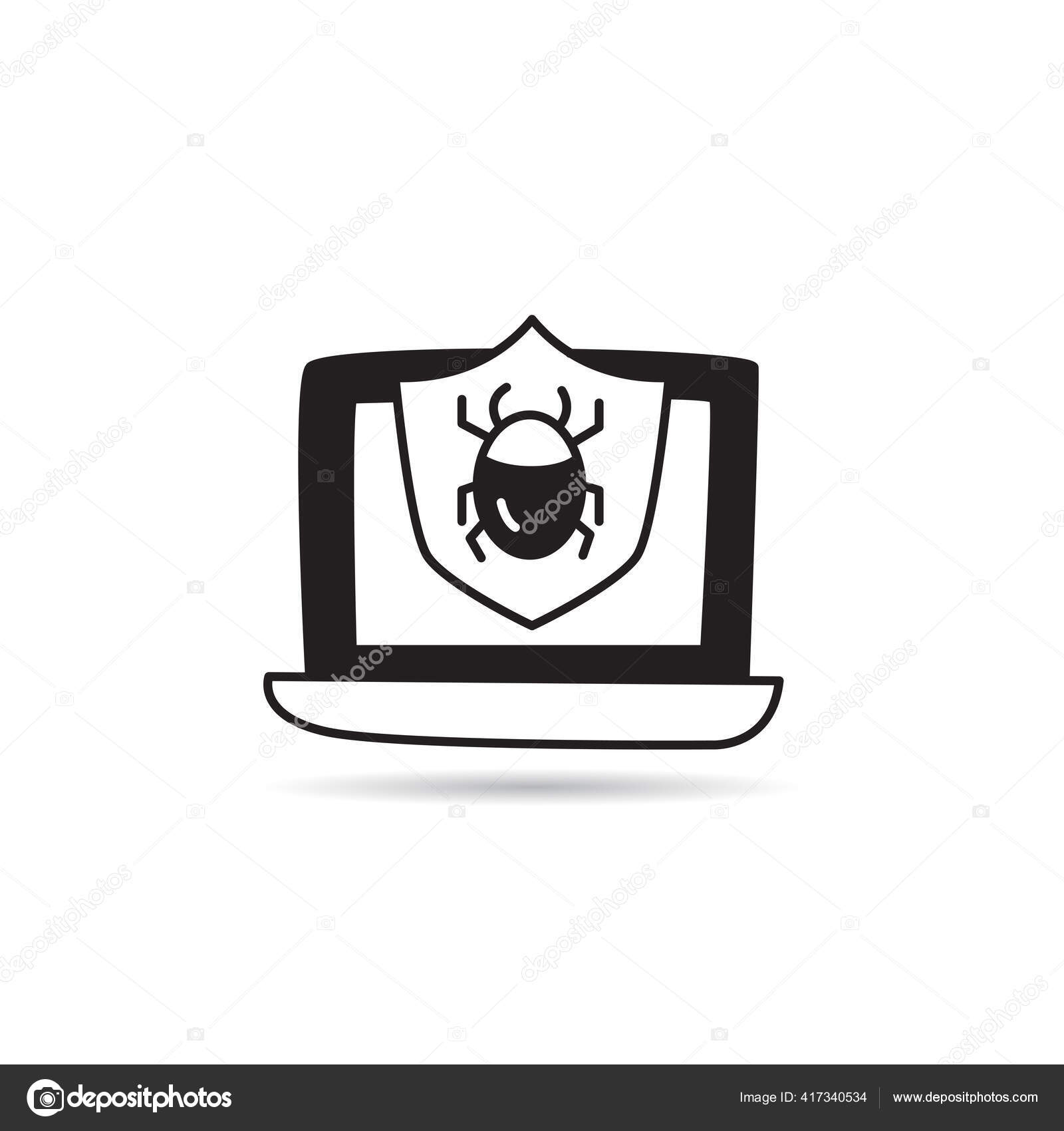 Malware Virus Laptop Icon White Background Vector Stock Vector by ...