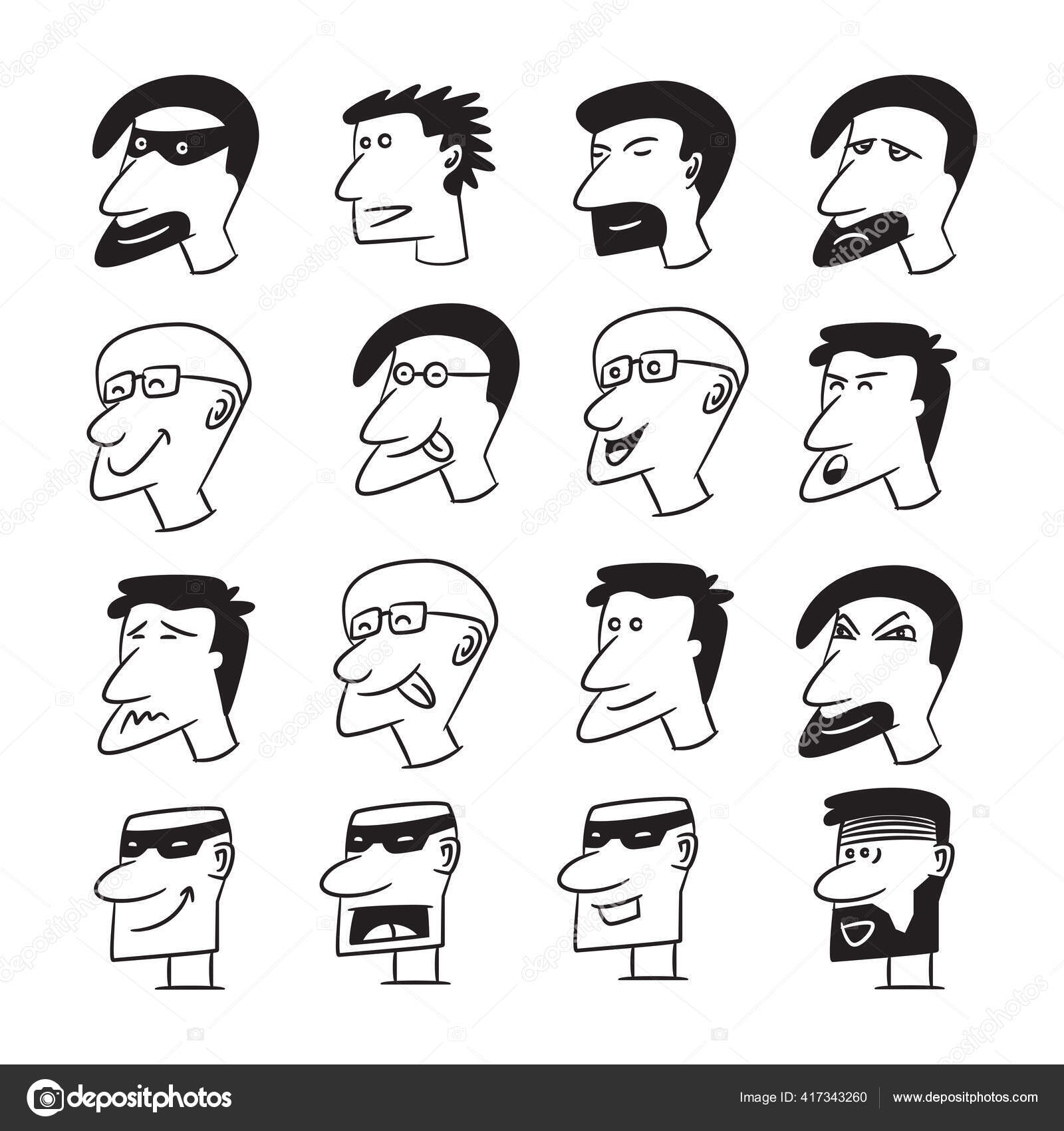 People Face Comic Avatars Vector Set Stock Vector by ©loopang 417343260