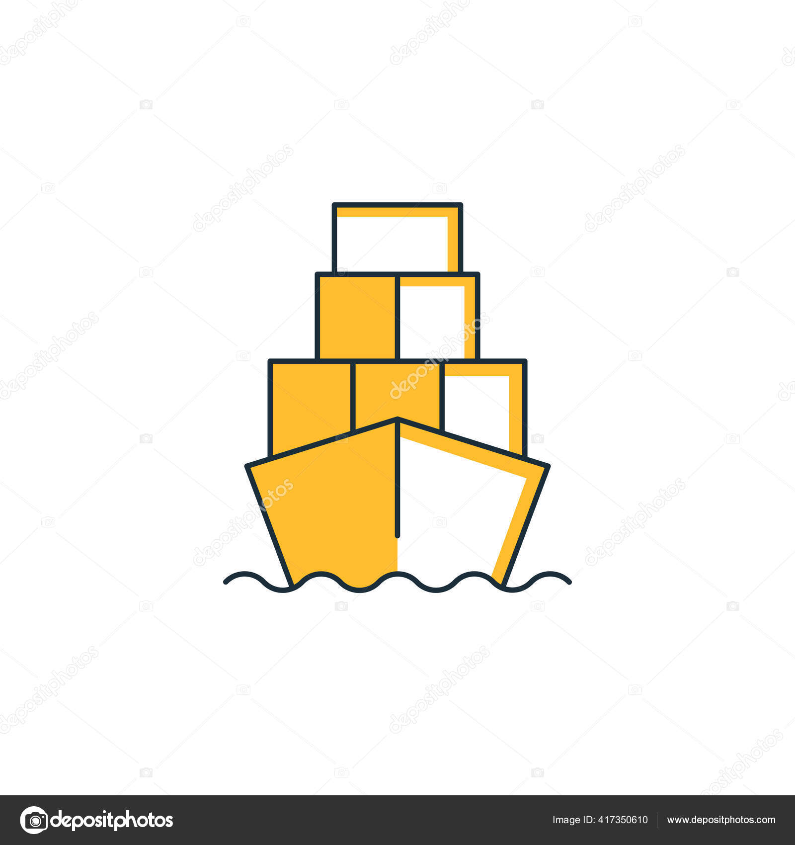 Container Ship Icon Yellow Theme Design Stock Vector by ©loopang 417350610