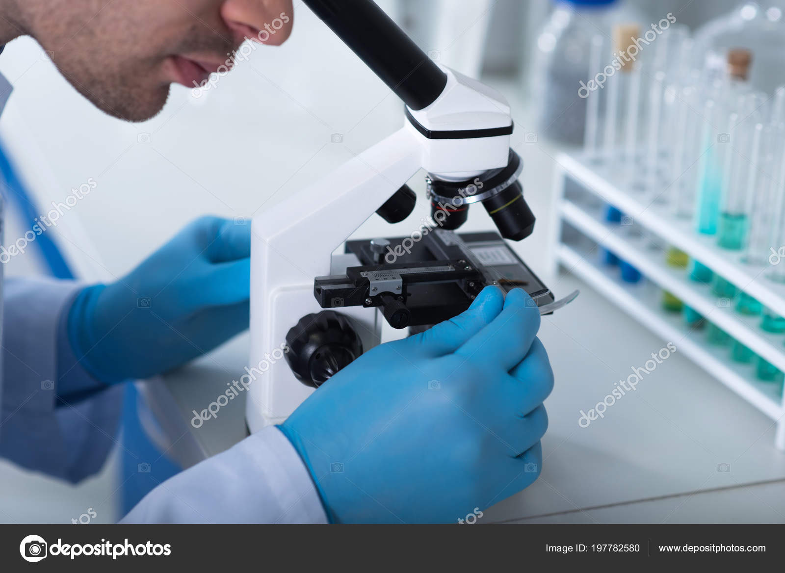 Work Microscope Adult Concentrated Unshaken Discoverer Working ...