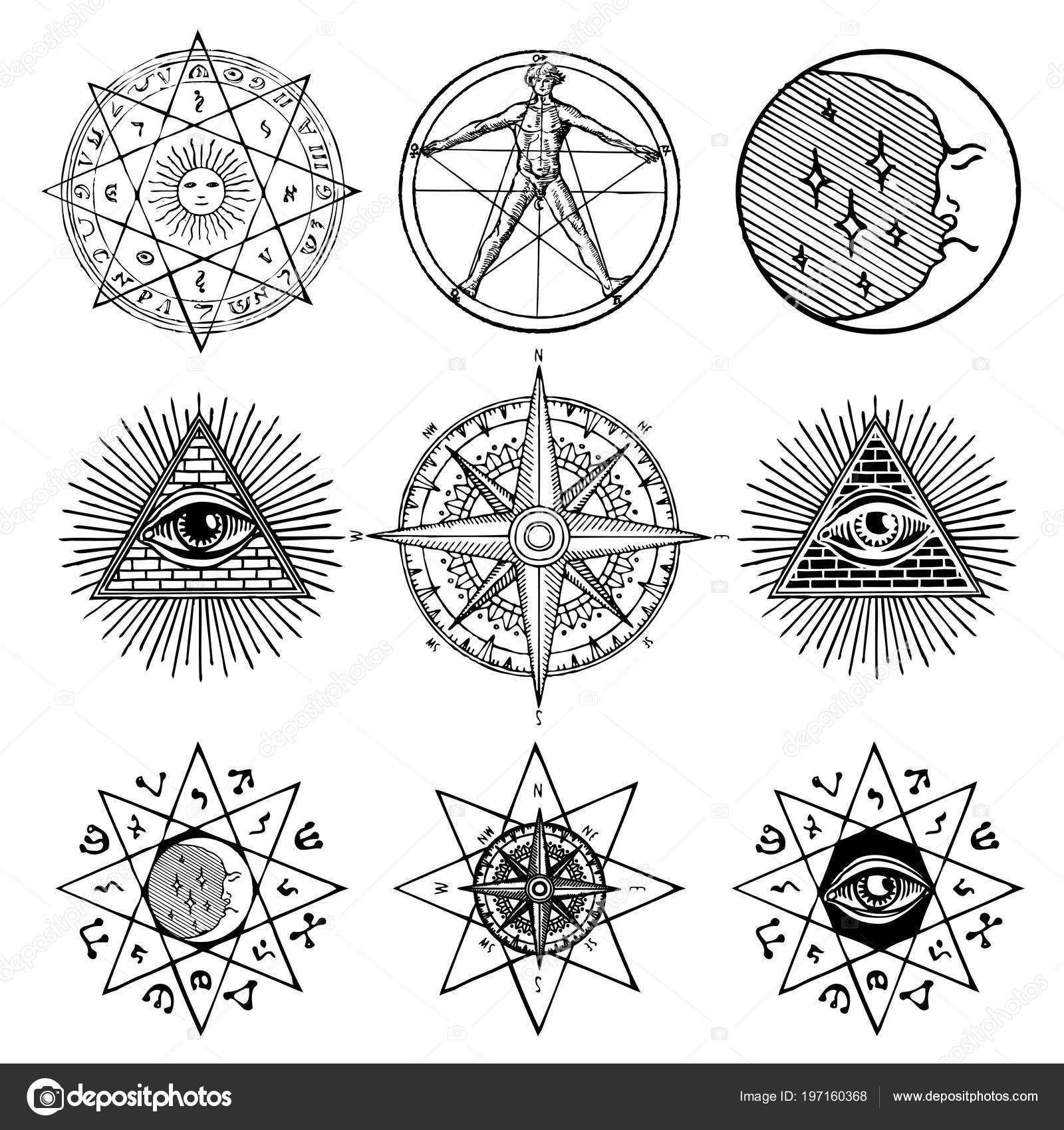 White magic symbols | Vector Set Icons Symbols Theme White Magic Occult ...
