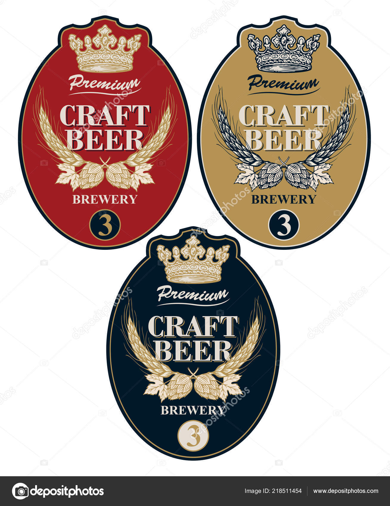 Set Three Vector Labels Craft Beer Retro Style Template Beer Stock ...