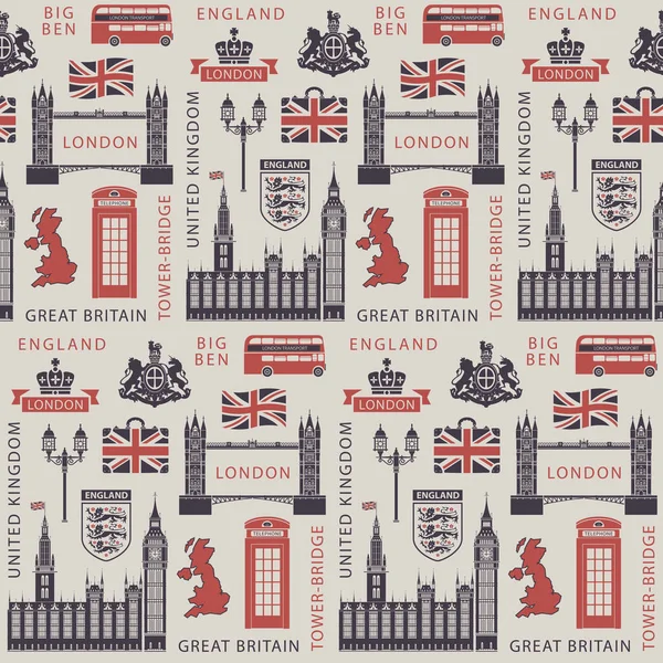 Vector Seamless Background London Theme British Symbols Architectural ...